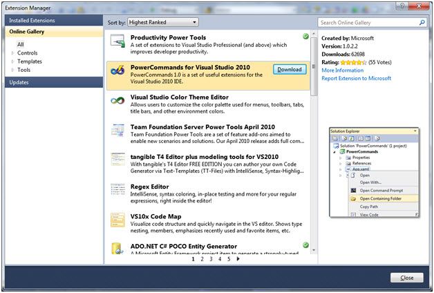Extension Manager in Visual Studio 2010 - InfoQ