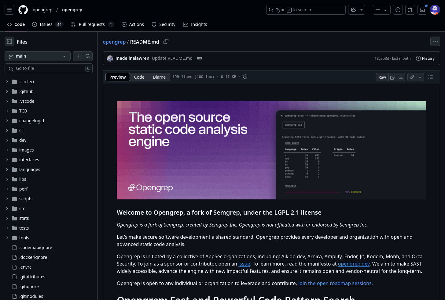 The Opengrep repo on GitHub